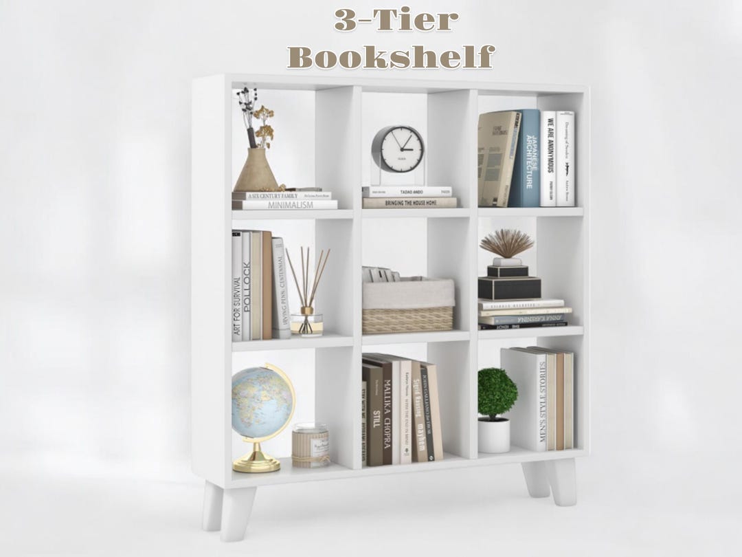 Bookshelf 9-cube Open Bookcase, 3-tier Freestanding Bookshelf With 4 ...