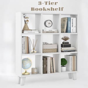 Bookshelf 9-cube Open Bookcase, 3-tier Freestanding Bookshelf With 4 ...