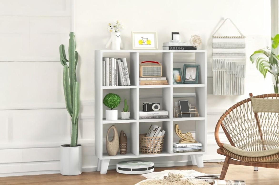 Bookshelf 9-cube Open Bookcase, 3-tier Freestanding Bookshelf With 4 ...
