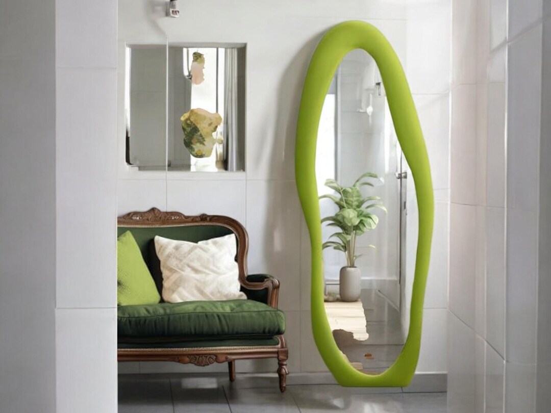 Full Length Mirror-irregular Wavy Mirror 63 X 24, Flannel Wrapped ...