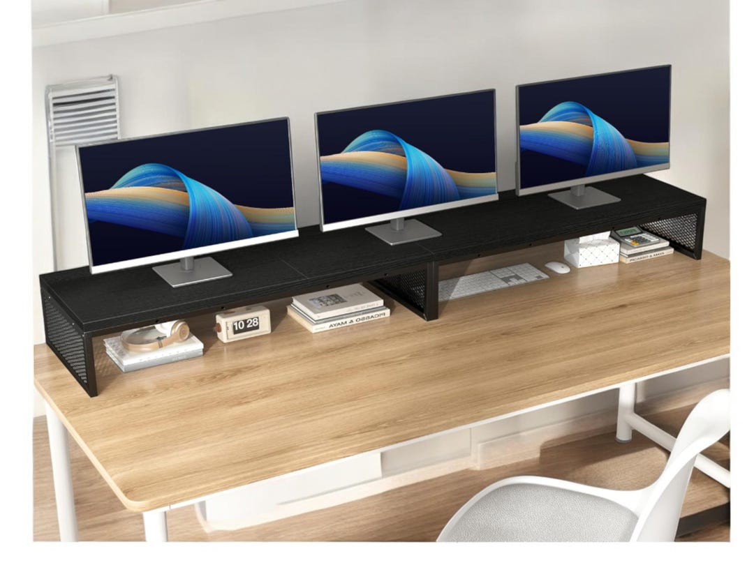 Dual Monitor Stand-desk, Wood Desk Shelf for Top of Desk for 323 ...