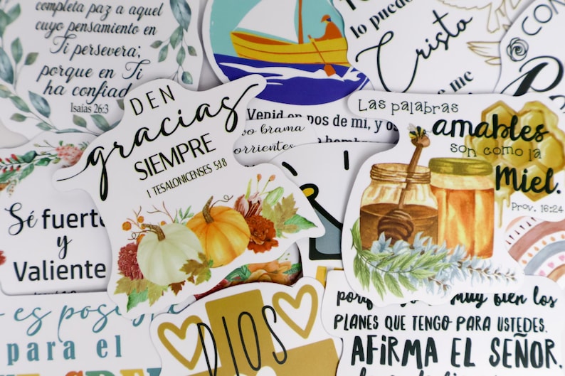 50pcs Spanish Bible Verse Stickers Pack | Biblia Cristiano Religious ...