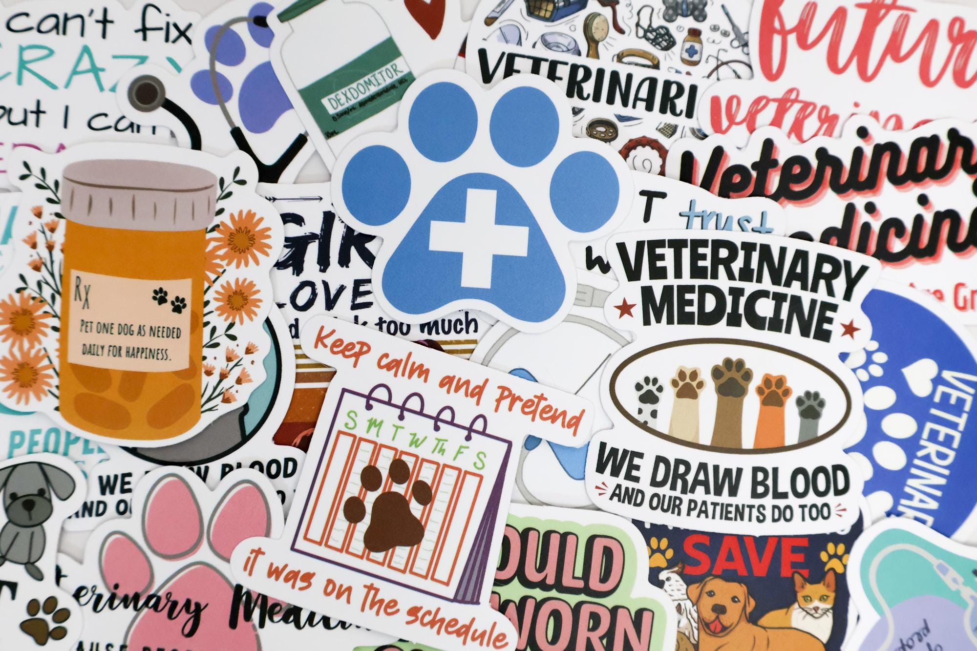 50PCS Veterinary Stickers Pack – Cute Vet Tech, Animal Care, Medical ...