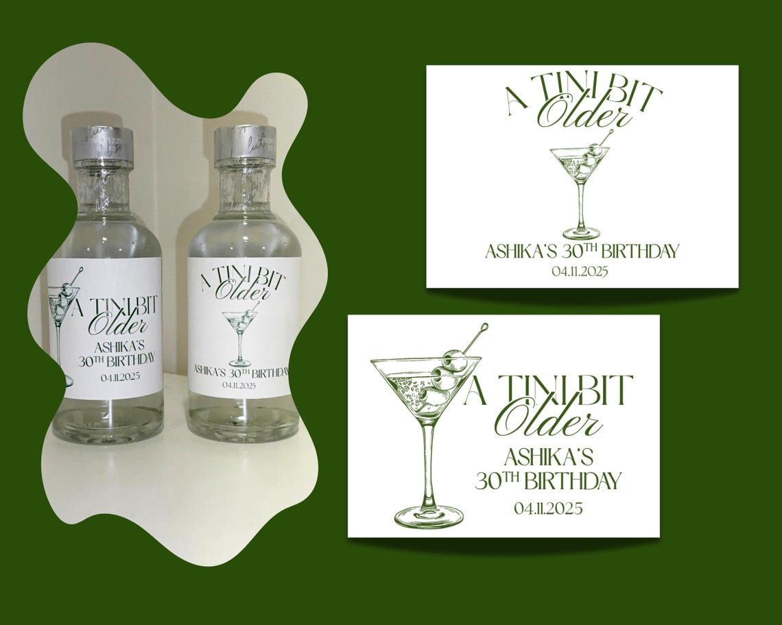 Editable Bottle Labels – A Tini Bit Older Birthday Favors | Custom ...