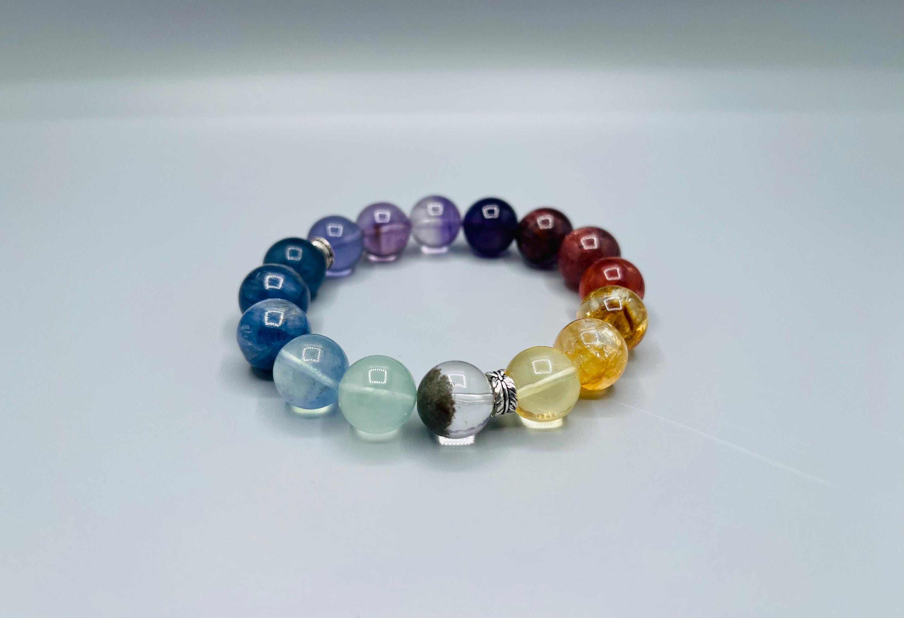 Rainbow Crystal 7 Chakras Bracelet/authentic High Grade Greenphamtom ...