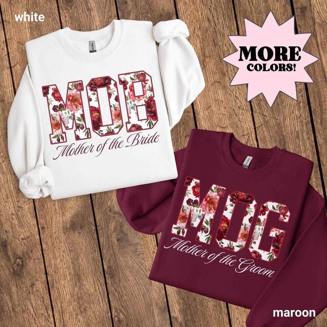 Mother of the Bride Sweatshirt, MOB Shirts, Red Floral Wedding, Floral ...
