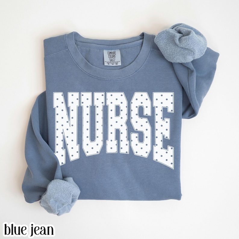 Nurse Comfort Colors® Shirt Blue Polka Dots Nurse Tee Cottagecore ...