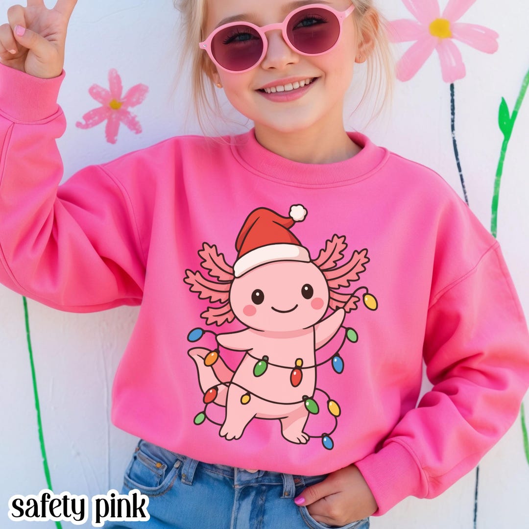 Christmas Axolotl Kids Sweater Cute Axolotl Sweatshirt Axolotl Lover ...