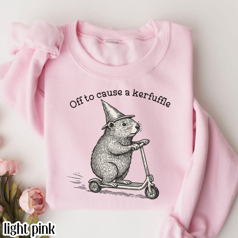 Off to Cause A Kerfuffle Sweatshirt Funny Groundhog Scooter Sweater ...