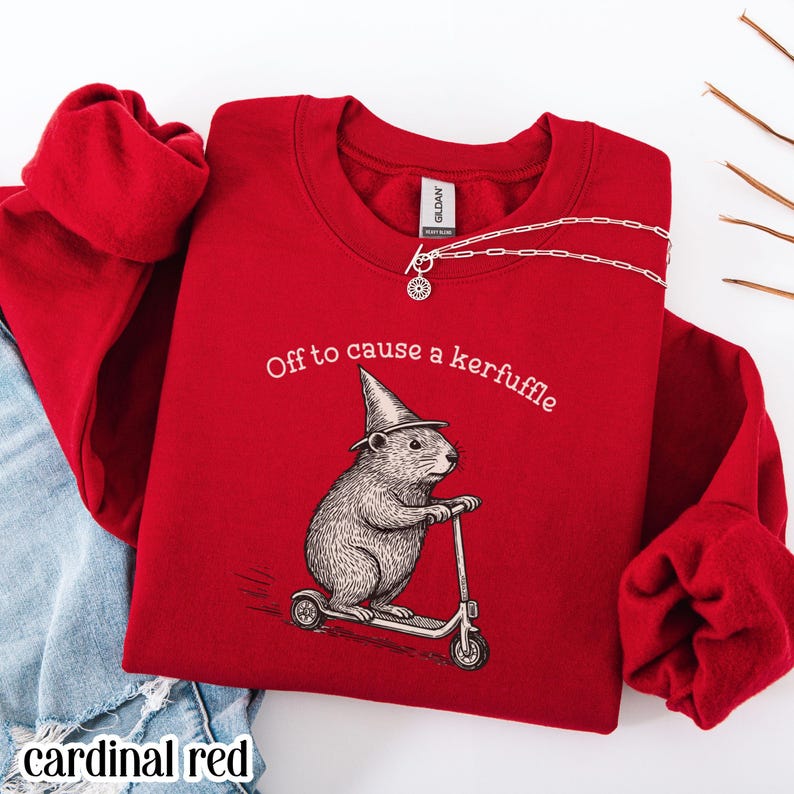 Off to Cause A Kerfuffle Sweatshirt Funny Groundhog Scooter Sweater ...