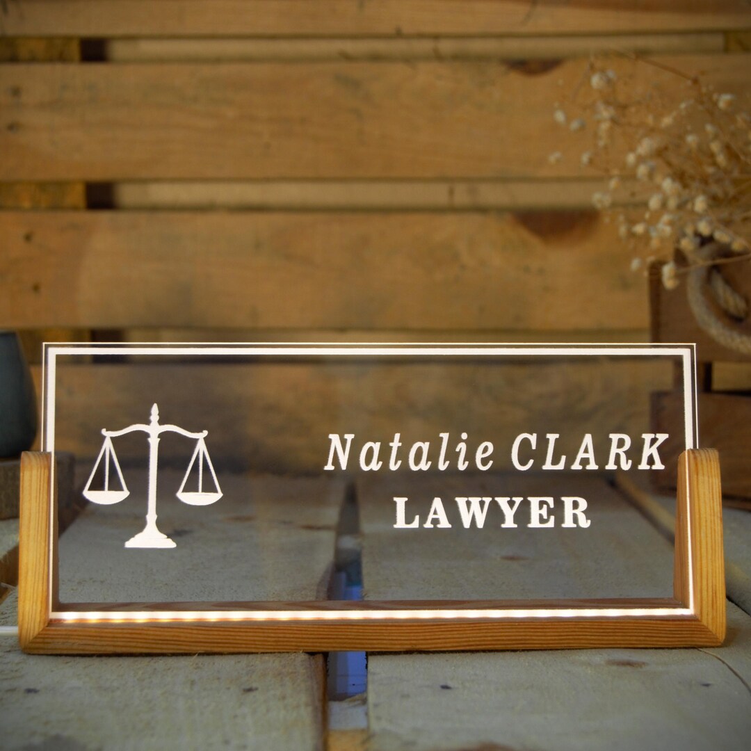 Lawyer Desk Name Light – Personalized LED Acrylic Sign for Attorney ...
