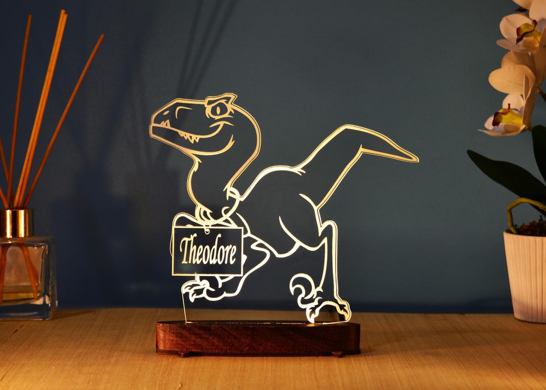 Personalized Dino Night Light Bedroom Decor, Dinosaur Night Light for ...