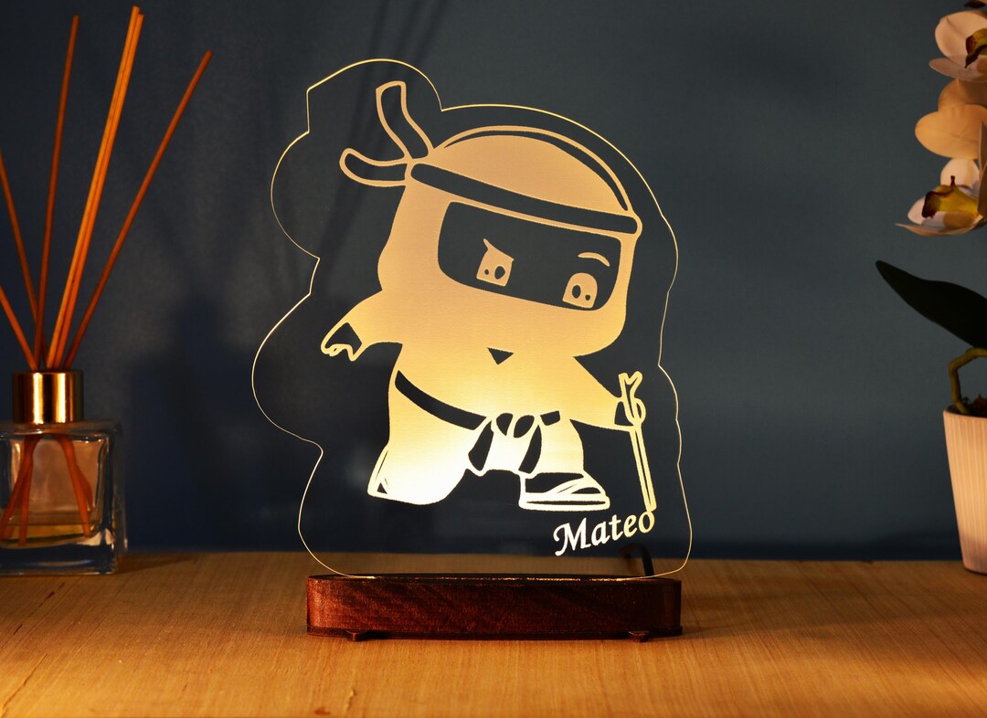 Custom Ninja Night Light Bedroom Decor, Soft LED Light, Boys Room Decor ...