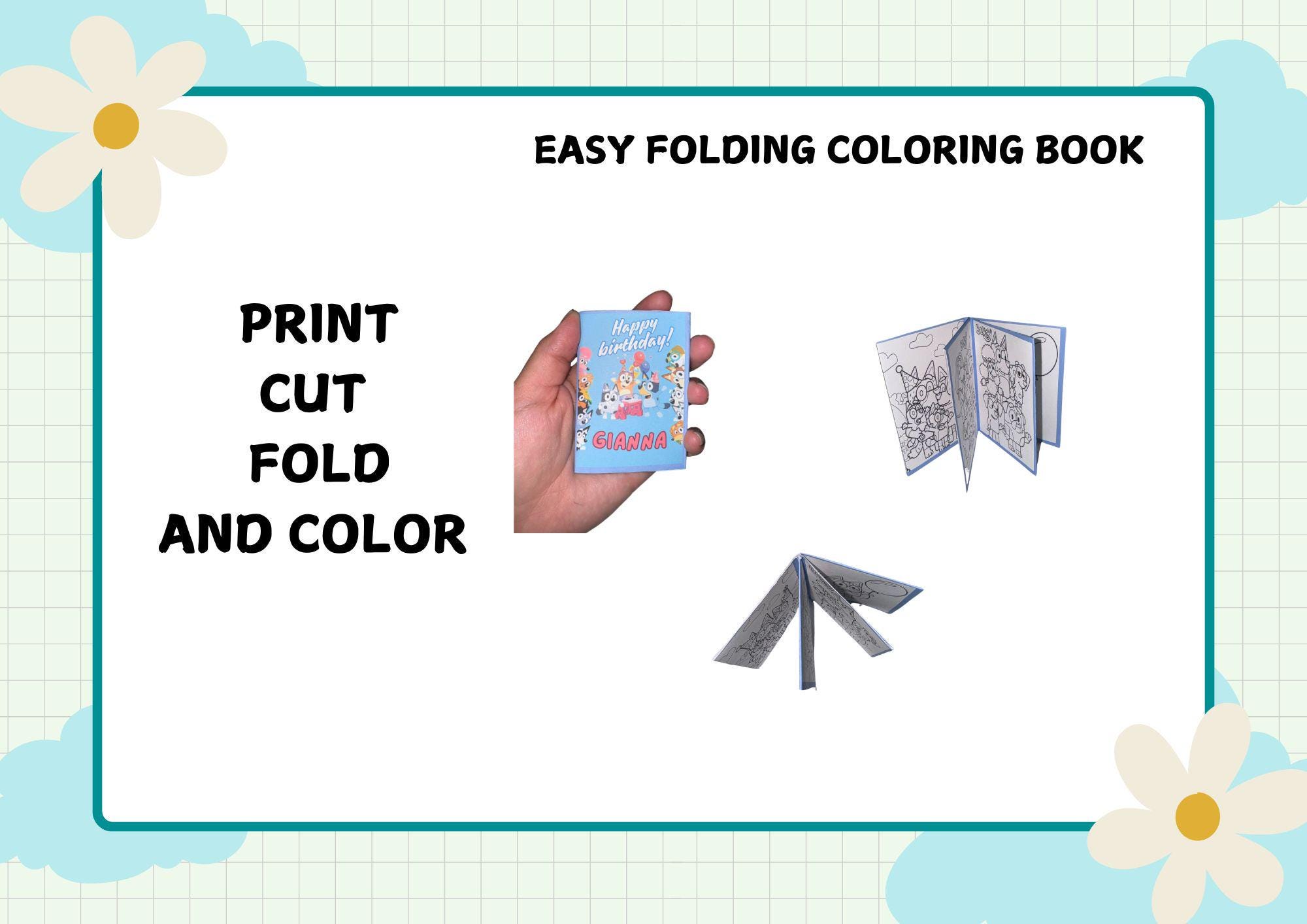 Mini Coloring Book Bluey, Bluey Mini Book to Fold for Birthday, Color ...