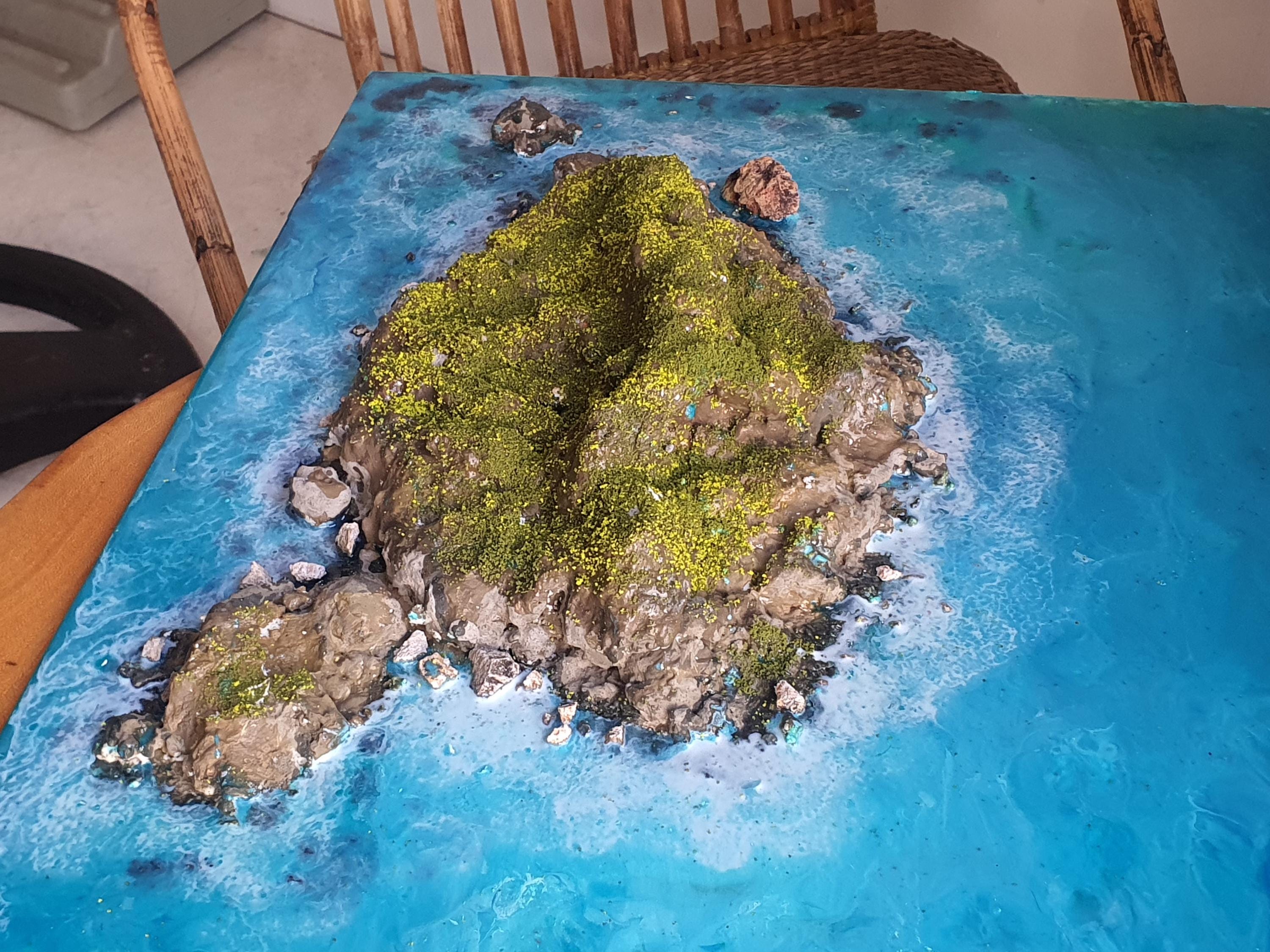 Whale & Calf Resin Art: 3D Ocean Island Epoxy Painting (40x80 Cm) - Etsy