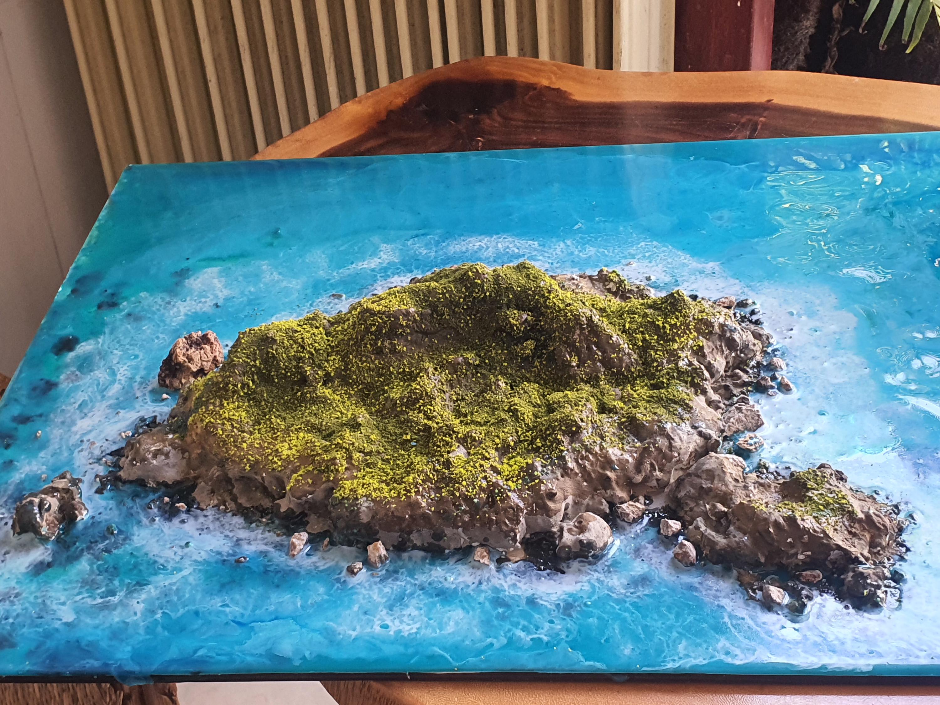 Whale & Calf Resin Art: 3D Ocean Island Epoxy Painting (40x80 Cm) - Etsy