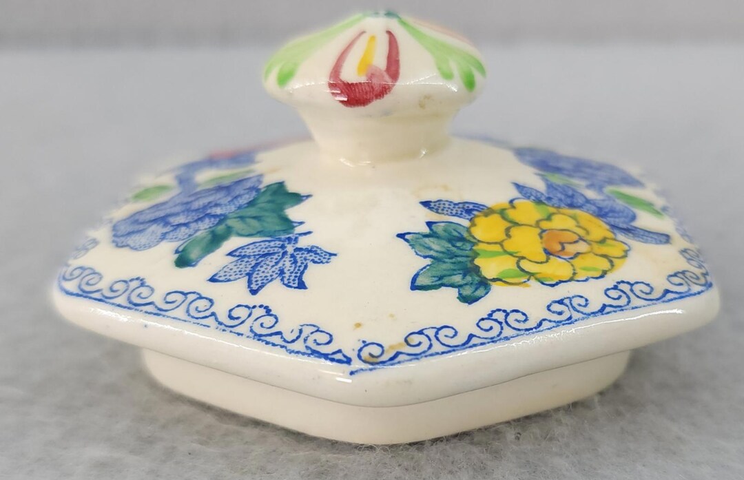 Mason’s Plantation Colonial Hexagonal Jar Lid 2 3/4" Floral England ...