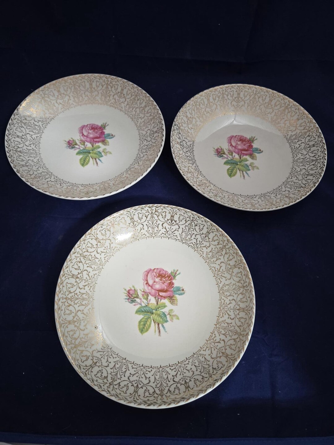 Cunningham & Pickett Melody Homer Laughlin 8 1/4" Bowl 22KT Gold Lot of ...