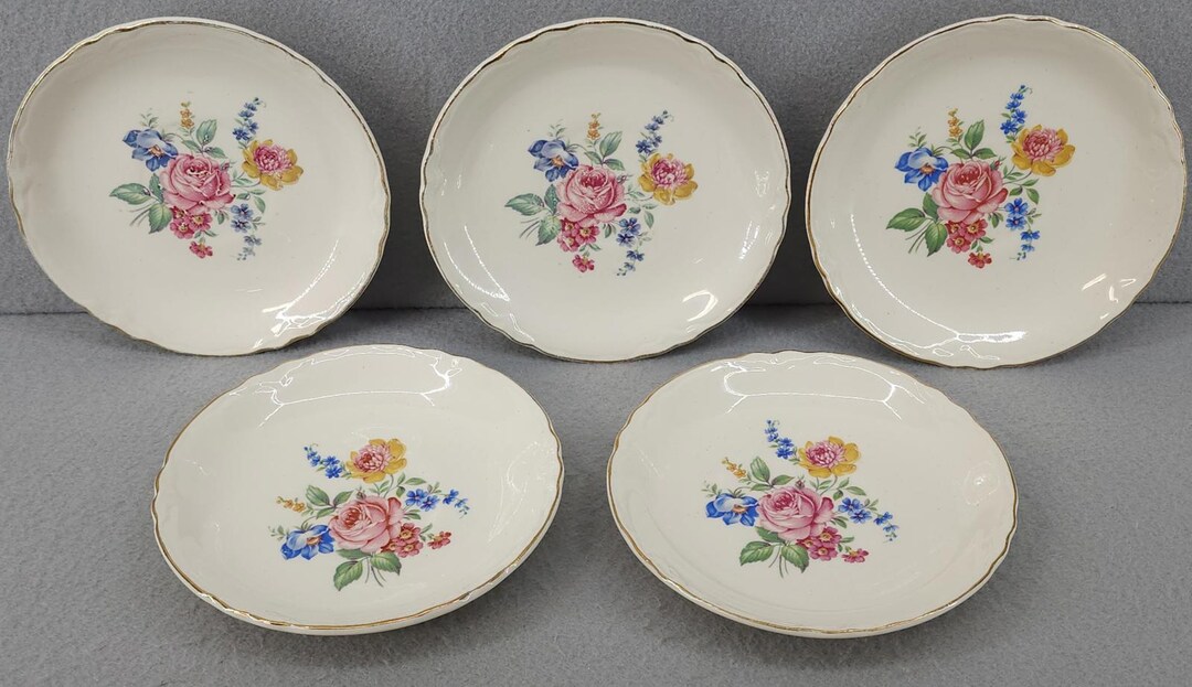 Scio Pottery Hazel 6 Plates With Gold Trim Lot of 5 Vintage 1940s - Etsy
