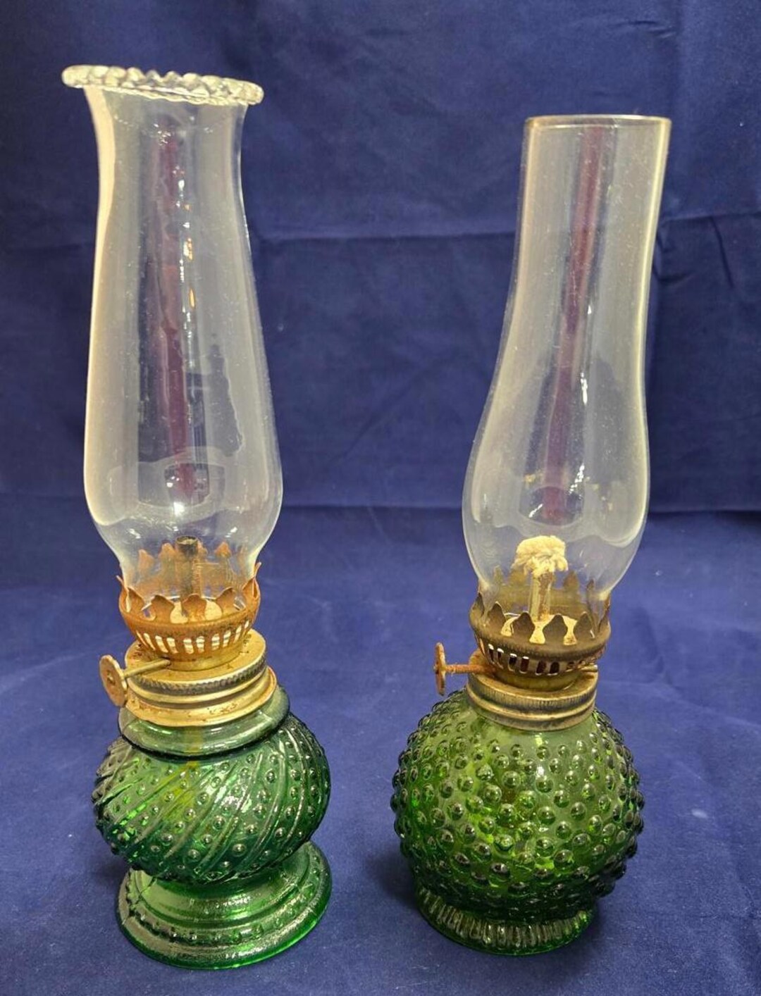 2 Green Glass Mini Oil Lanterns Made in Hong Kong - Etsy