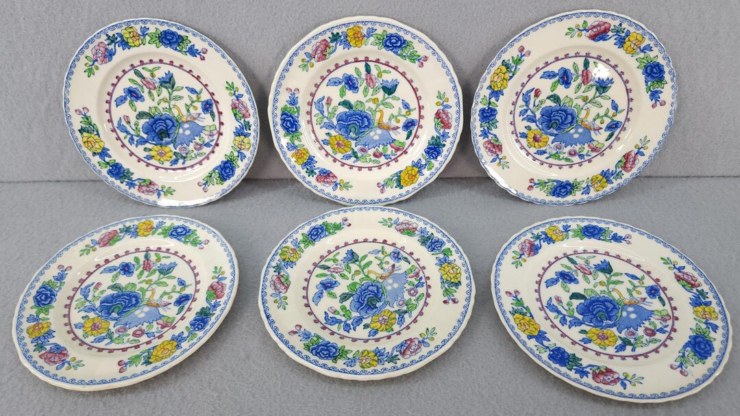 Masons Plantation Colonial 5 3/4 Plates Set of 6 Vintage Floral England ...