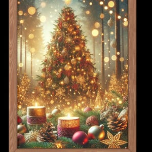 A Magical Christmas Scene in a Forest With a Beautifully Decorated ...