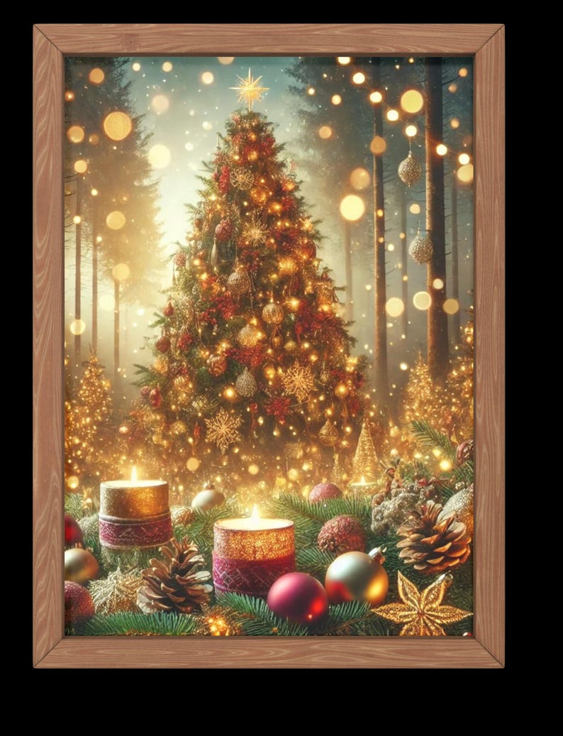 A Magical Christmas Scene in a Forest With a Beautifully Decorated ...