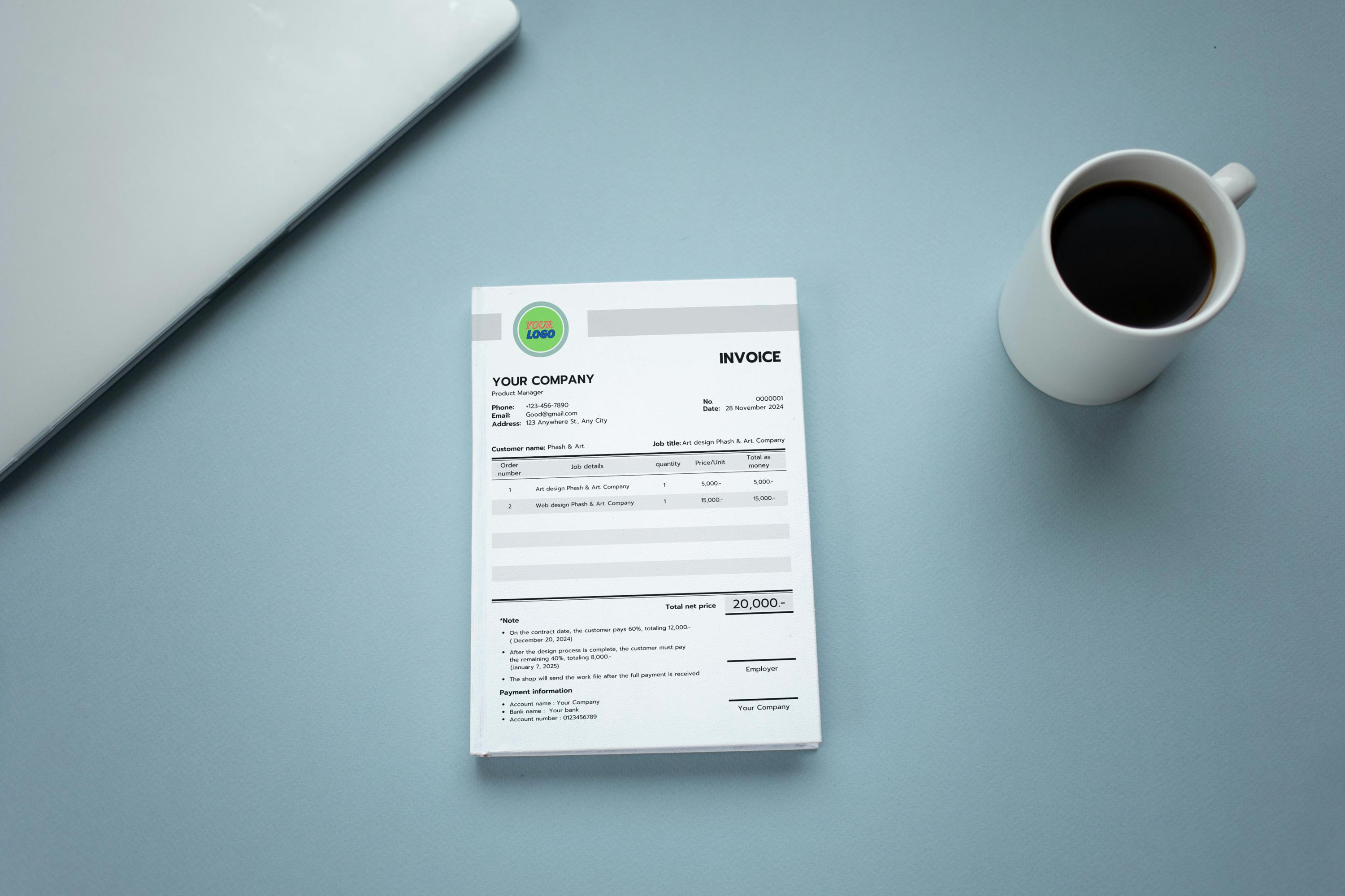 An Editable, Printable Invoice Template Suitable for Small Businesses ...