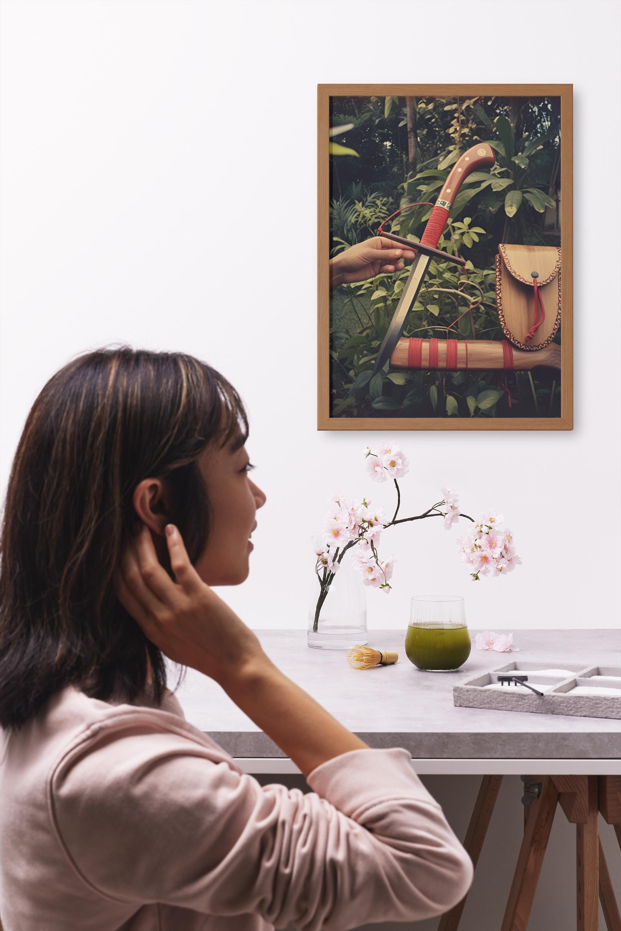 Filipino Bolo Knife, Vintage Wooden Handle With Red Cord Wrap ...