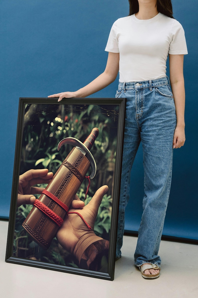 Filipino Bolo Knife, Vintage Wooden Handle With Red Cord Wrap ...