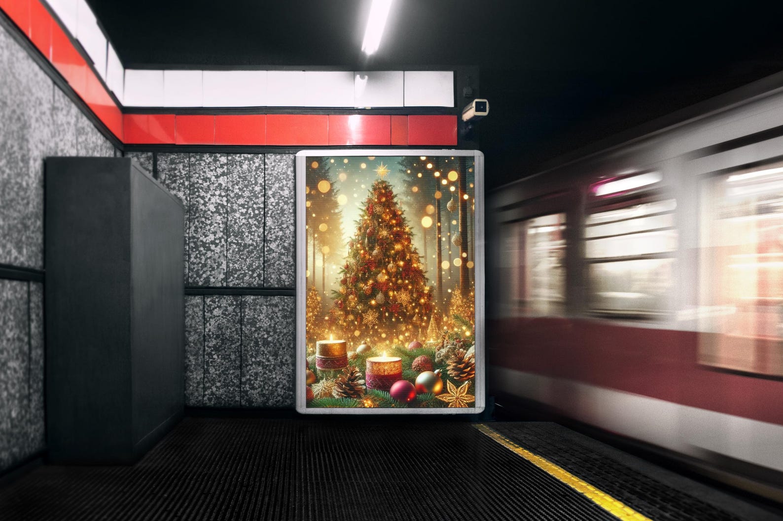 A Magical Christmas Scene in a Forest With a Beautifully Decorated ...