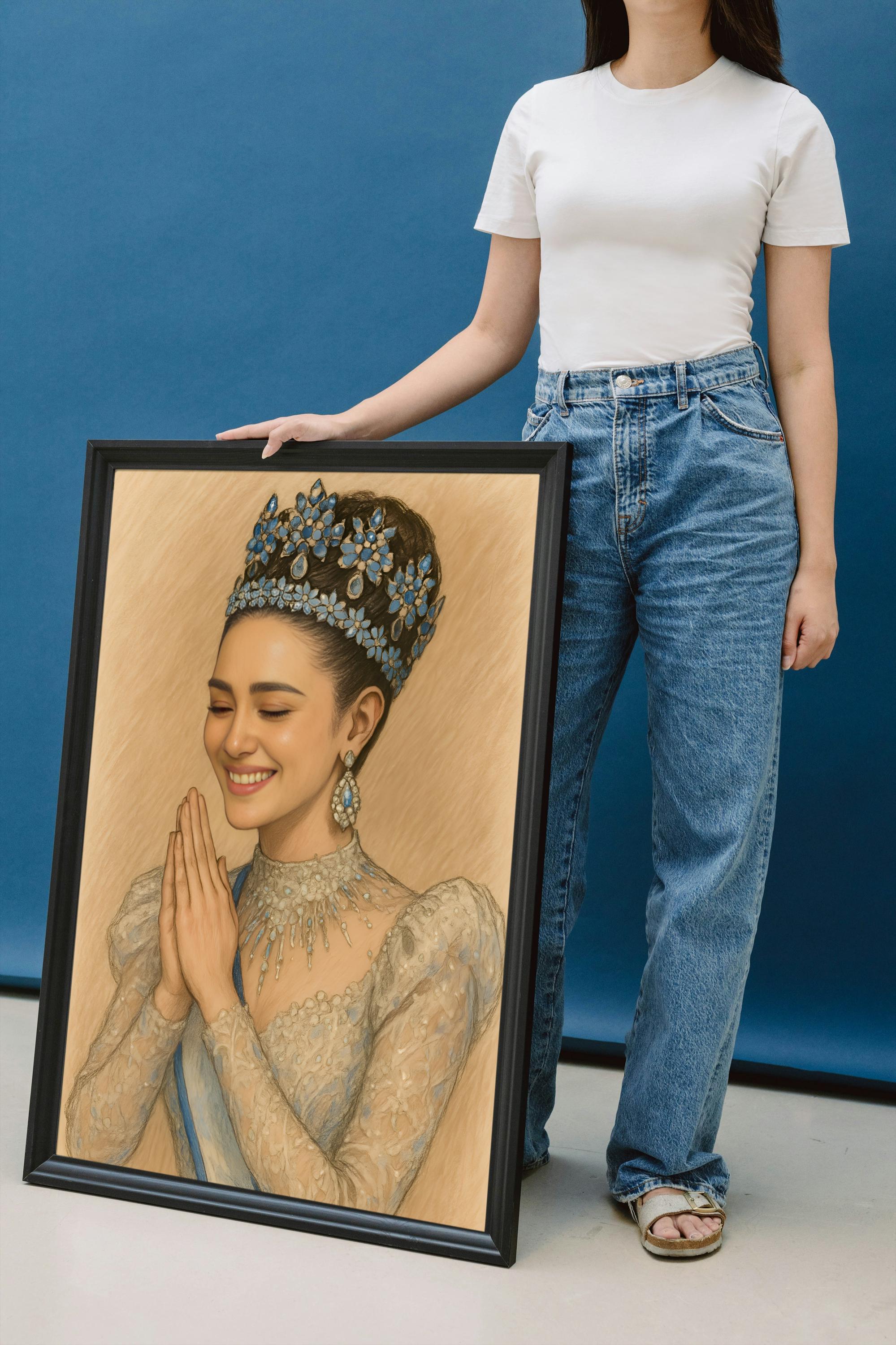 Miss World Portrait Artwork, Semi-realistic Hand-drawn Southeast Asian ...