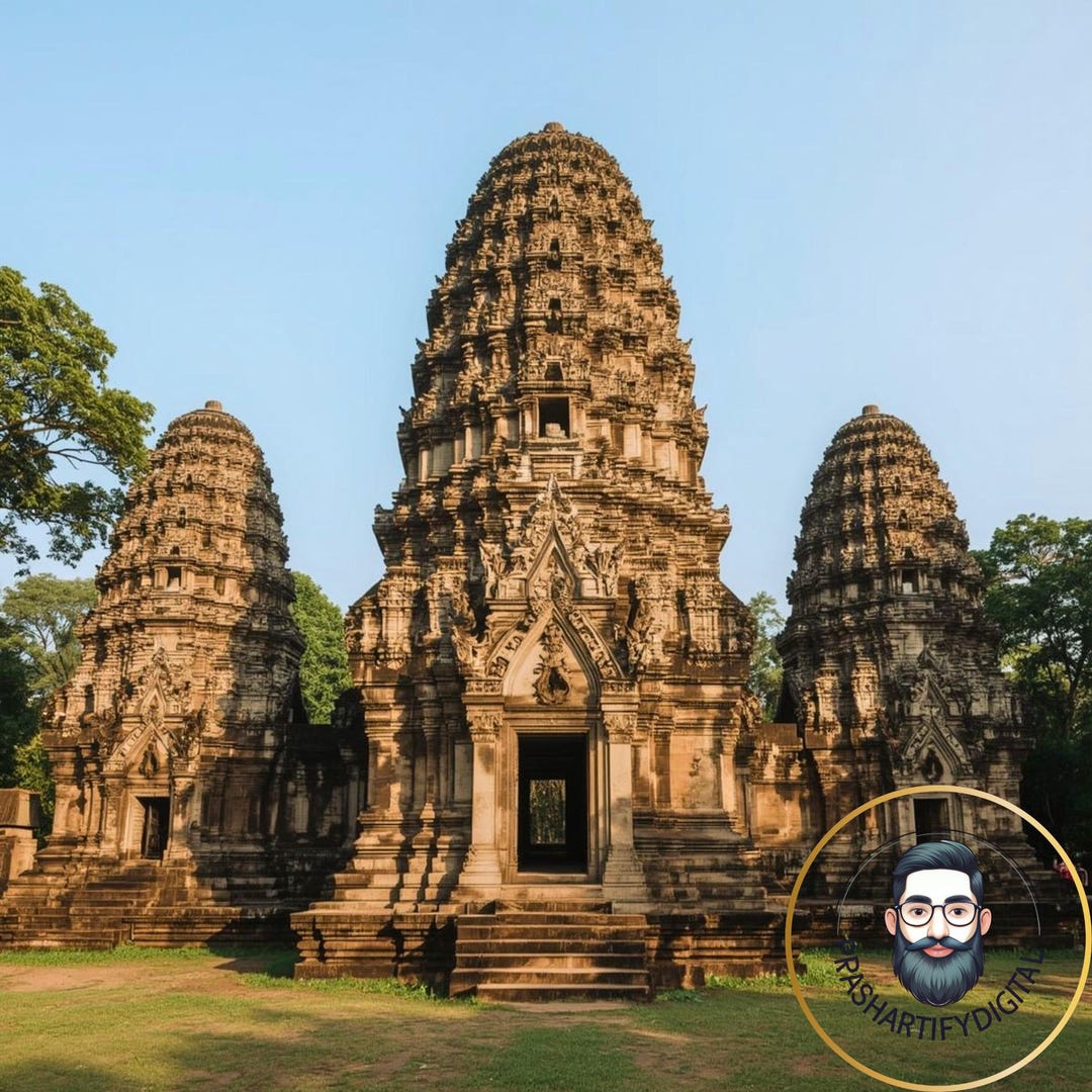 Khmer Temple Landscape Photograph, Realistic Ancient Khmer Temple Ruins ...