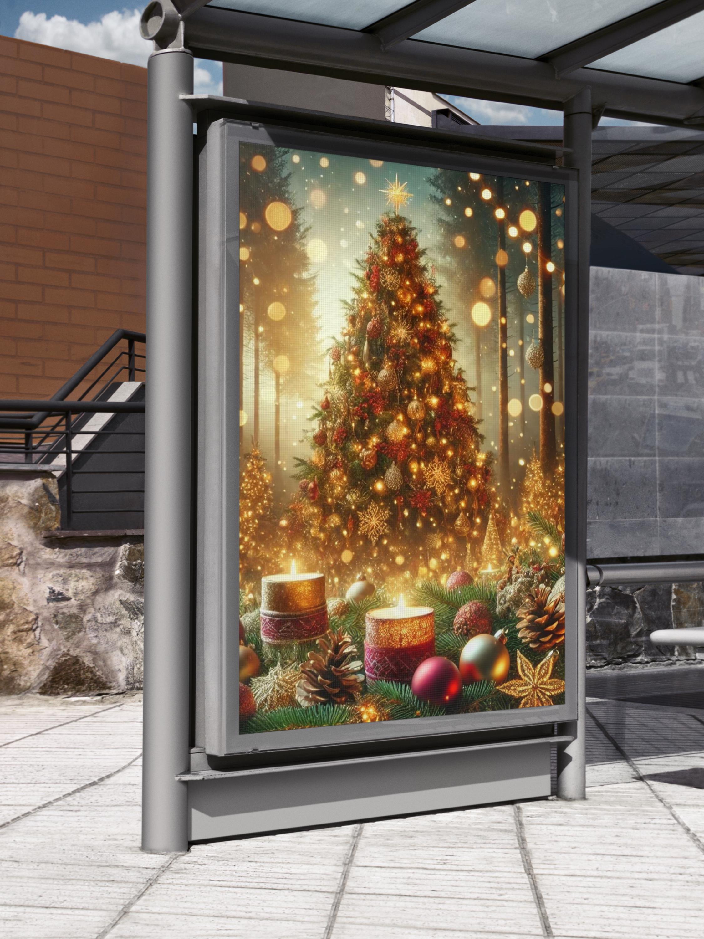 A Magical Christmas Scene in a Forest With a Beautifully Decorated ...