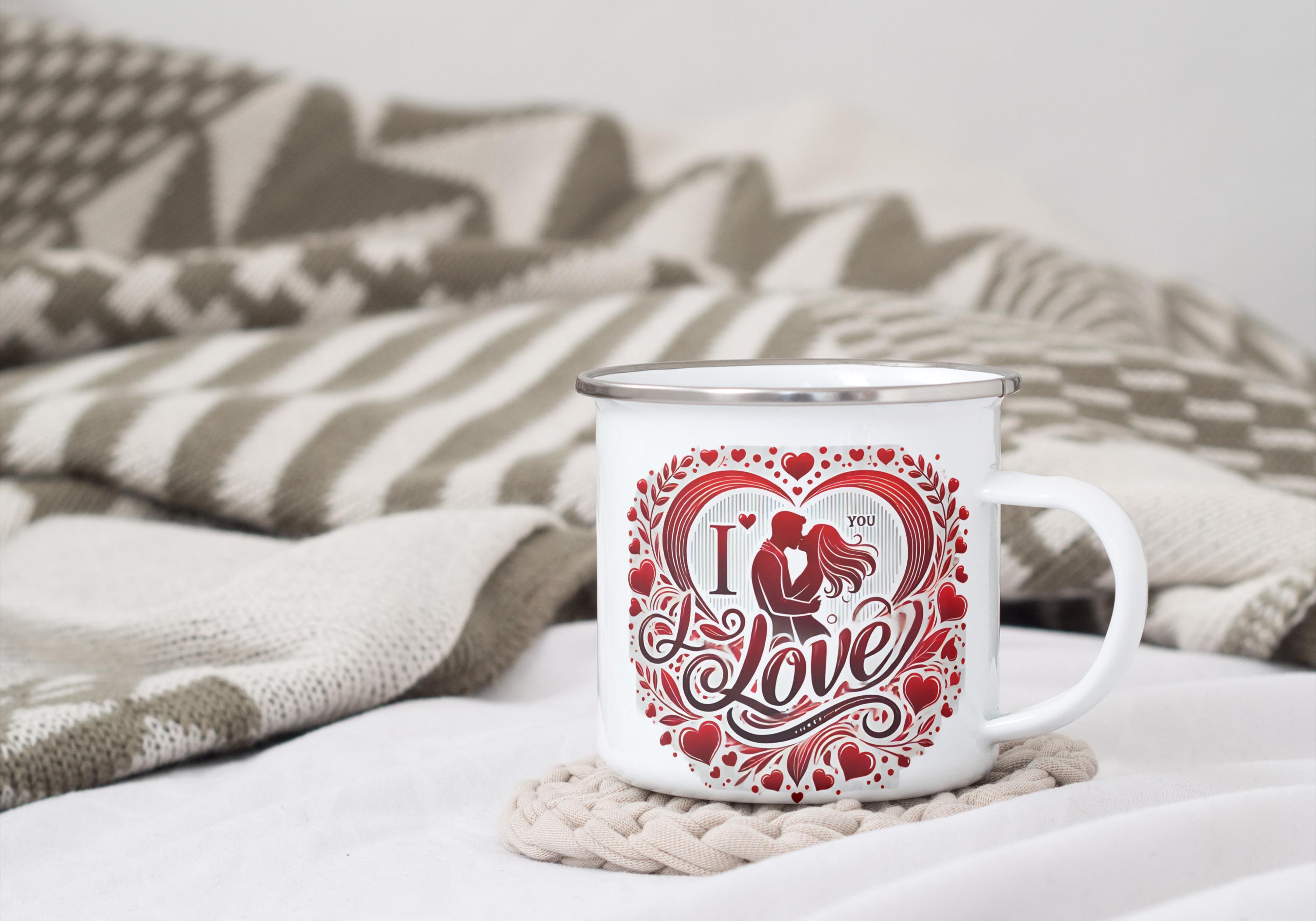 A Romantic Graphic Featuring Two Overlapping Red Hearts, an Elegant ...