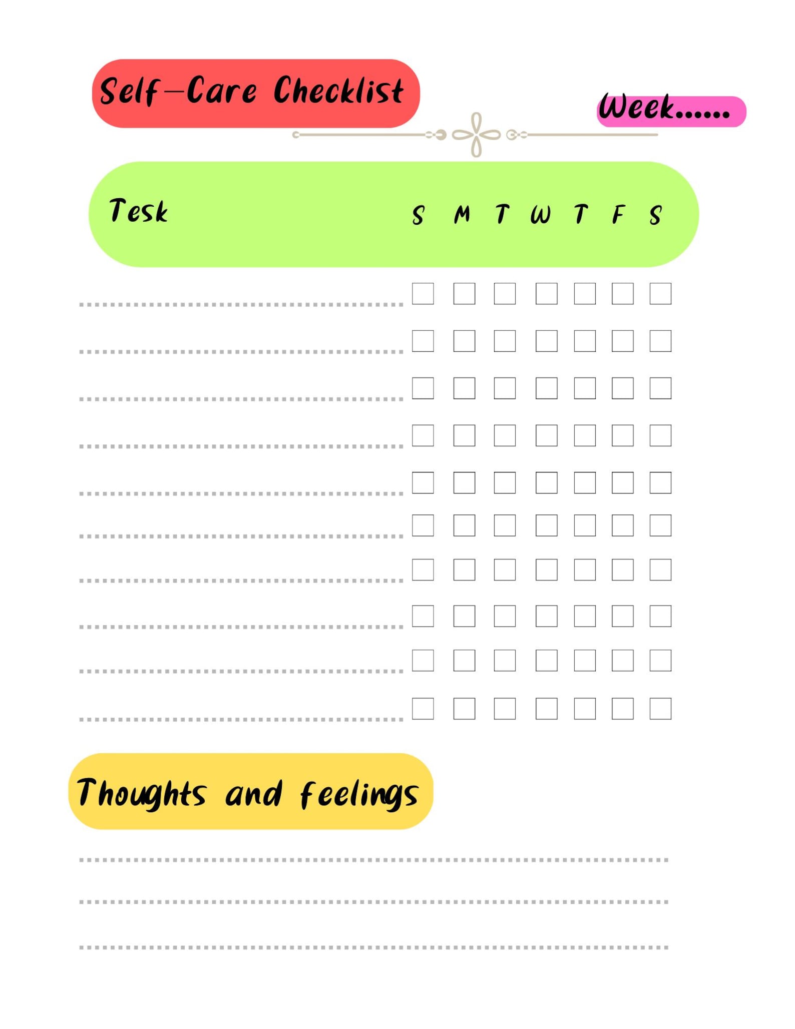 Planner: Self-care Checklist, Mindfulness and Wellness Planner for ...
