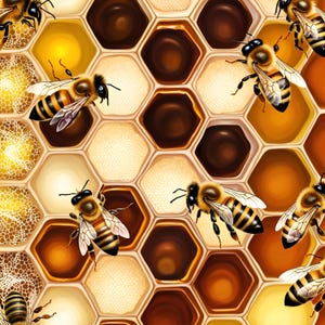 A Detailed Illustration of Busy Bees Working Harmoniously, Vibrant ...