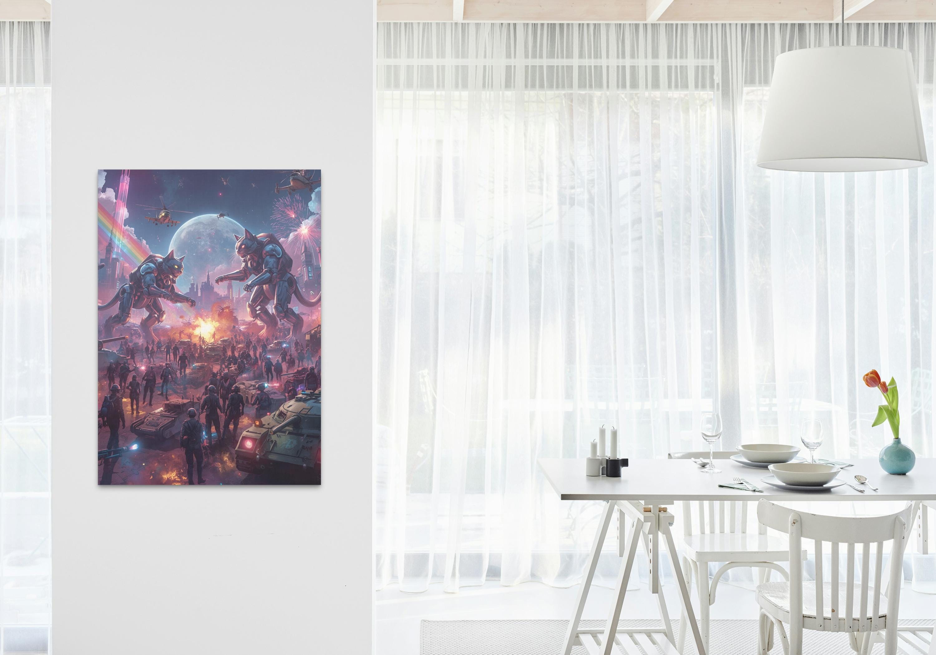 Robotic Cats Fantasy Artwork, Ultra-colorful Cyberpunk Cat Soldiers ...