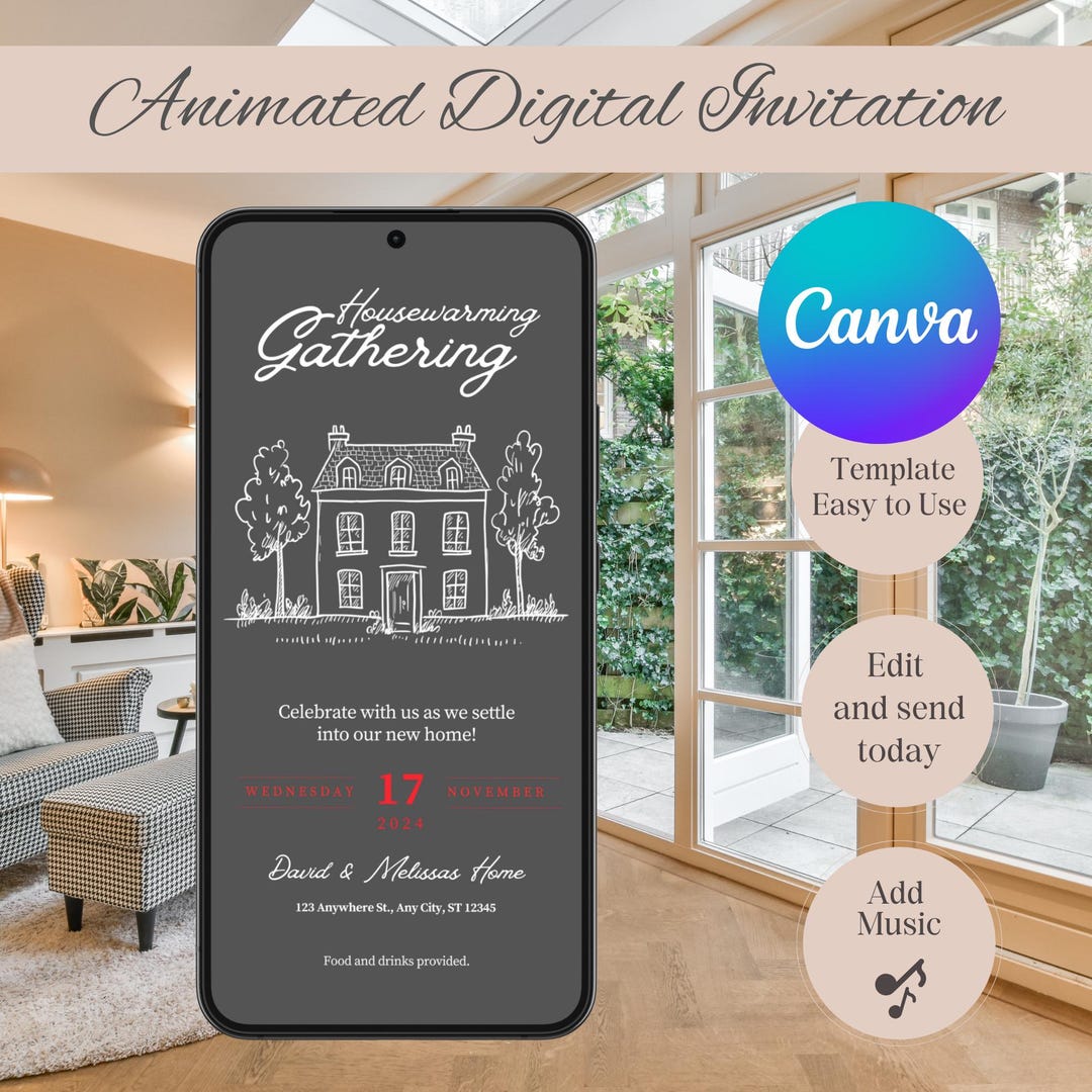Digital Housewarming Party Invitation, Animated House Warming Invite ...