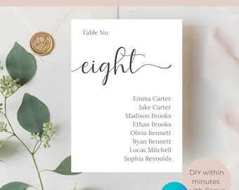 Modern Wedding Seating Chart Template, Minimalist Seating Chart Cards ...