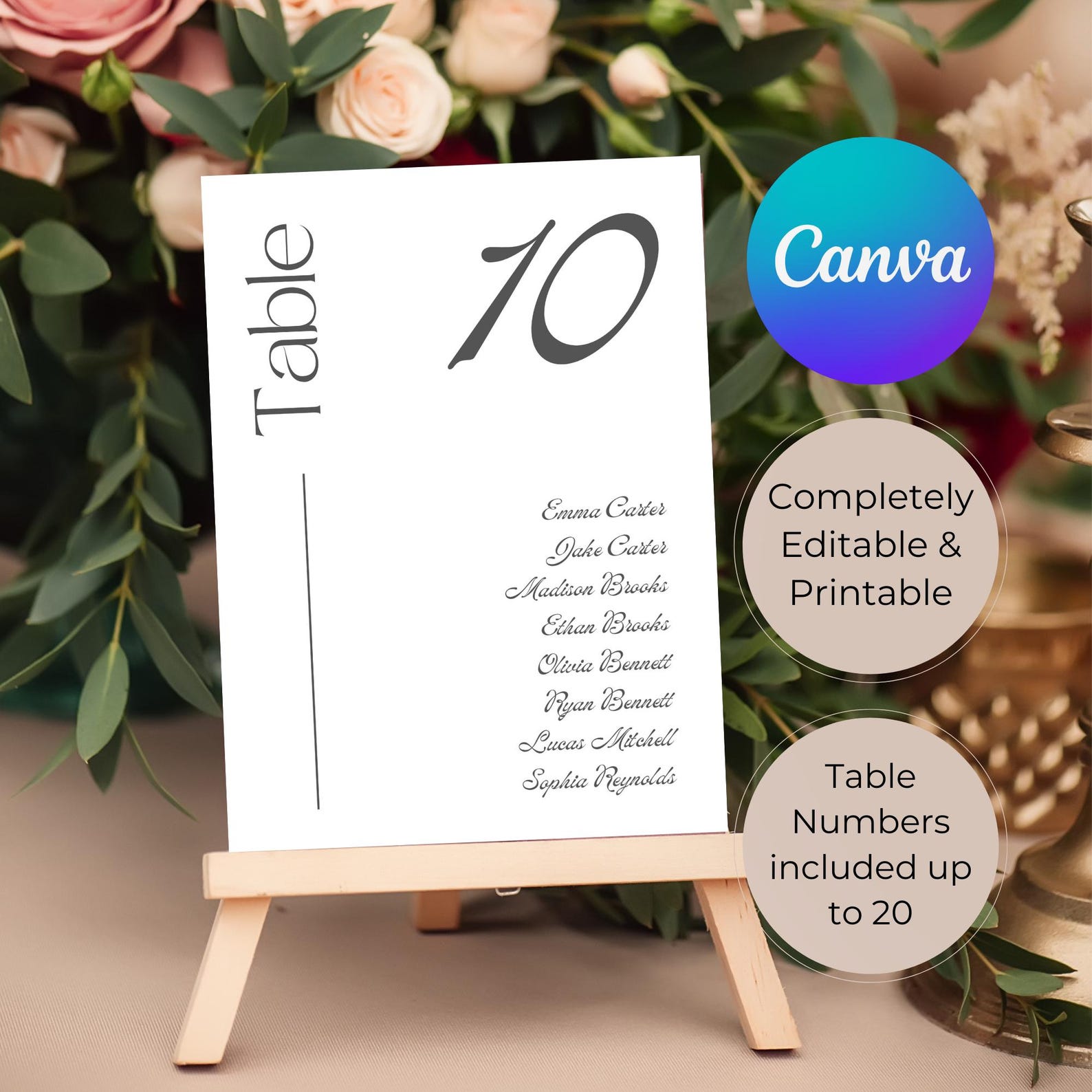 Wedding Table Numbers, Printable Table Numbers, Editable Table Number ...