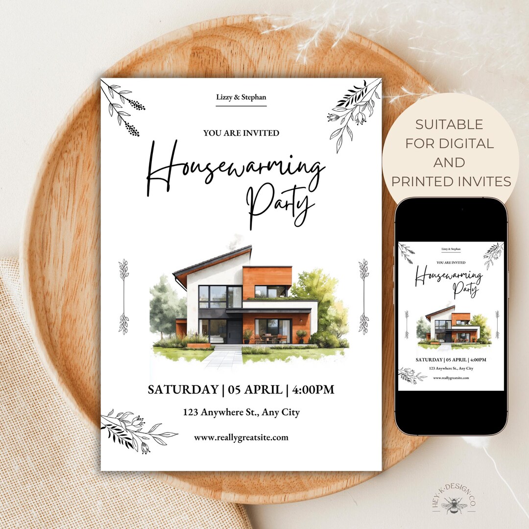 Minimalist Housewarming Party Invitation, Modern Come on Over Party ...