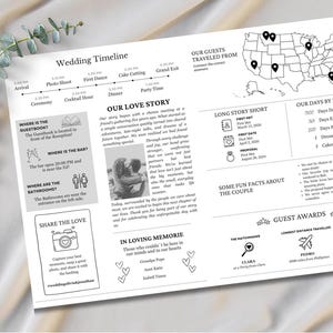 Folded Printable Wedding Newspaper Program Canva Template, Newlywed ...