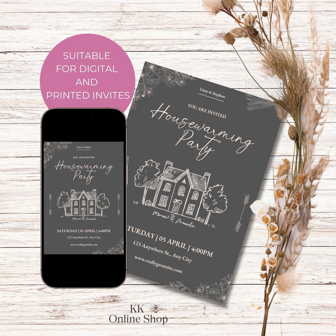 Minimalist Housewarming Party Invitation, Modern Come on Over Party ...