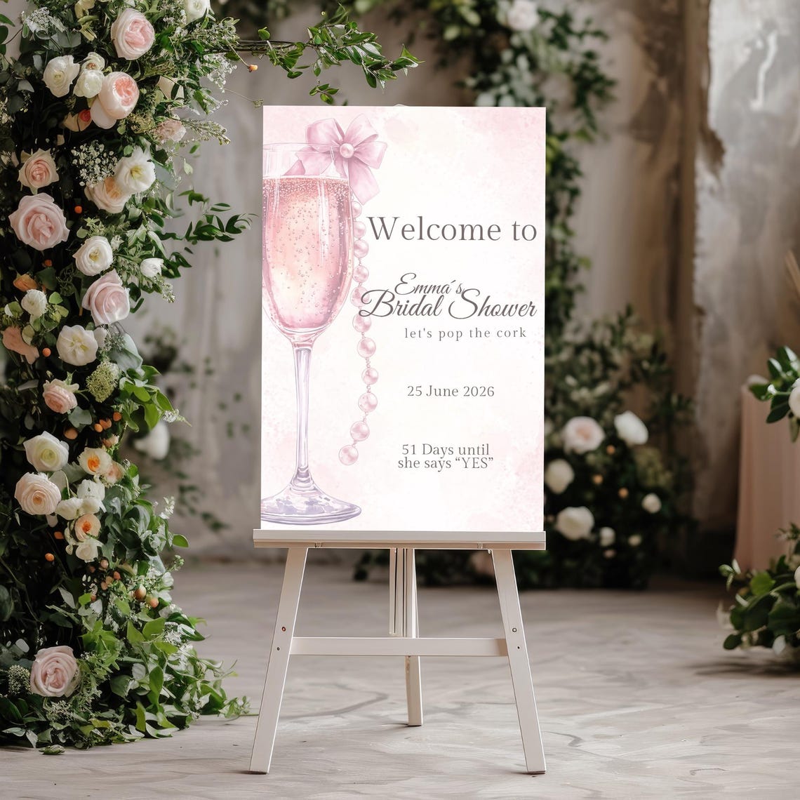 Pearls and Prosecco Bridal Shower Sign, Bridal Shower Welcome Sign ...