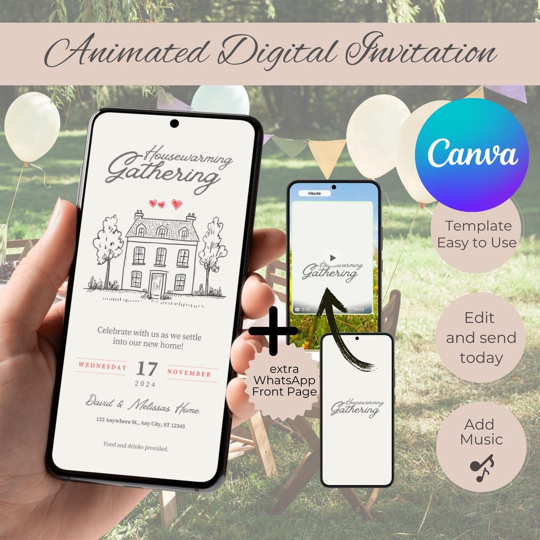 Digital Housewarming Party Invitation, Animated House Warming Invite ...