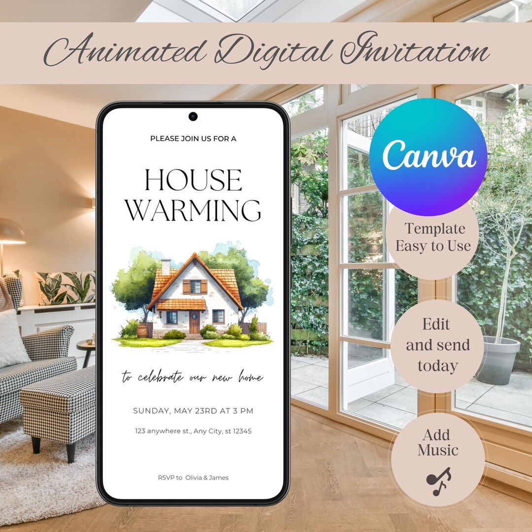 Digital Housewarming Party Invitation, Animated House Warming Invite ...