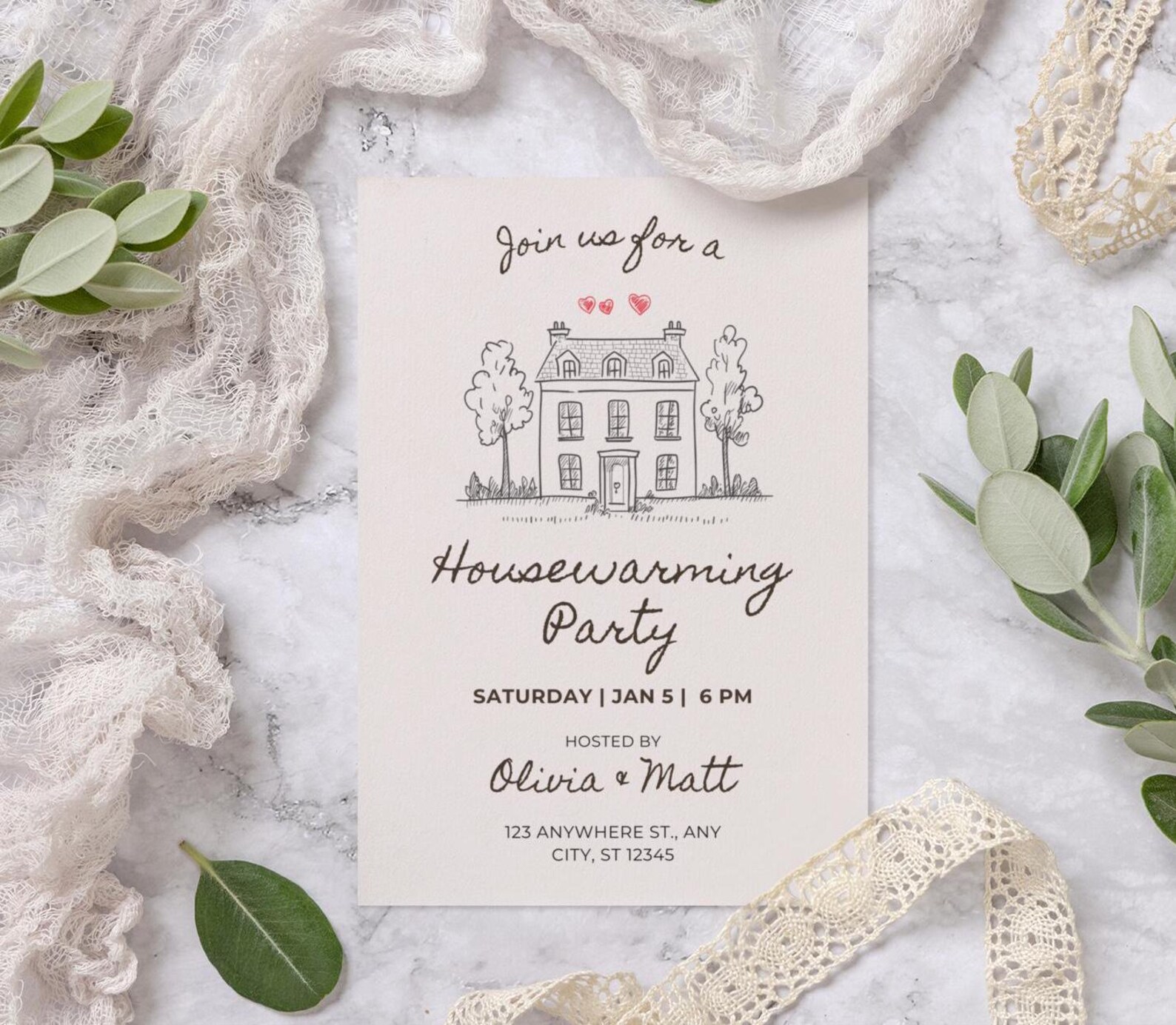 Housewarming Party Invitation Template, Editable House Warming ...