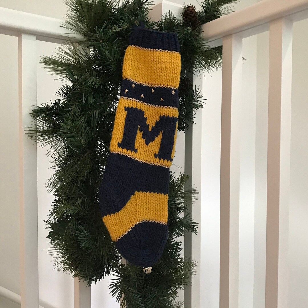 University of Michigan Uofm Personalized Christmas Stocking - Hand Knit ...