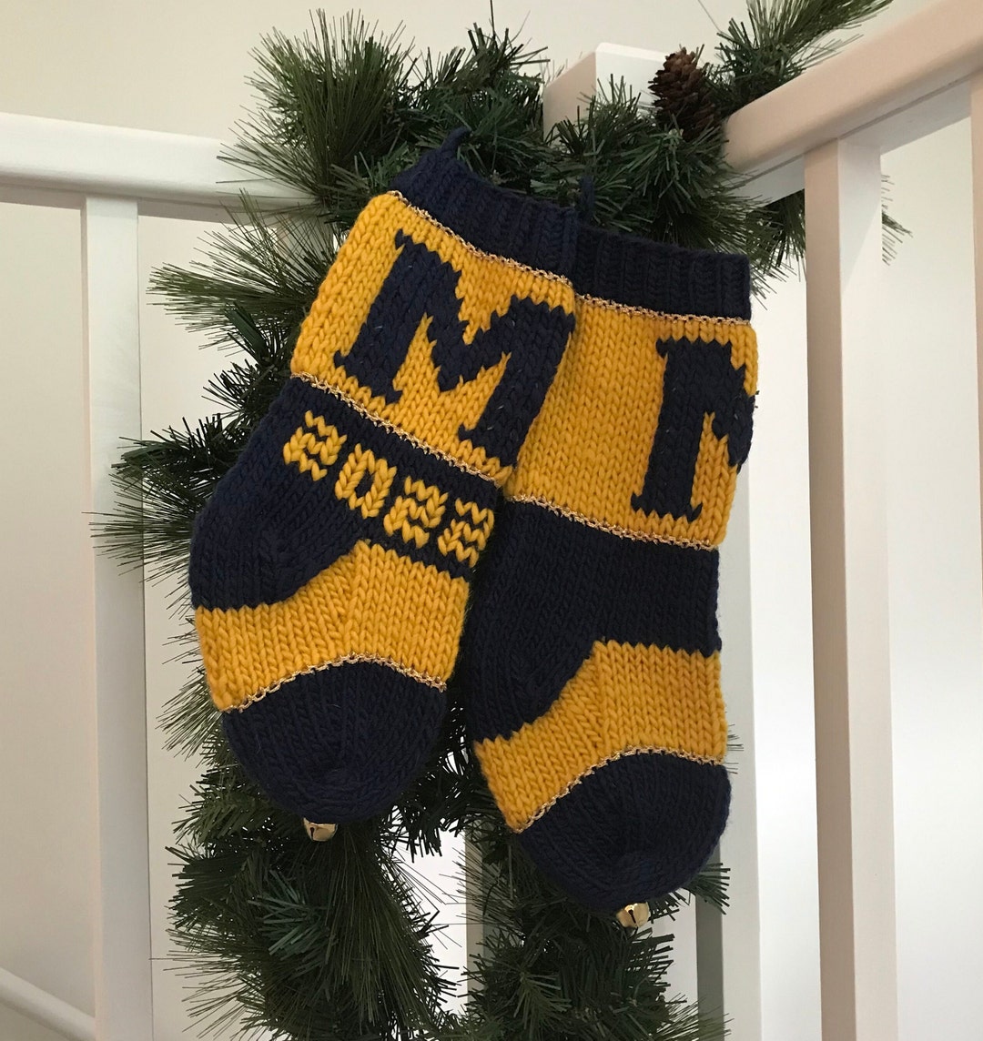 University of Michigan - U of M Christmas Stocking - Hand Knit and ...